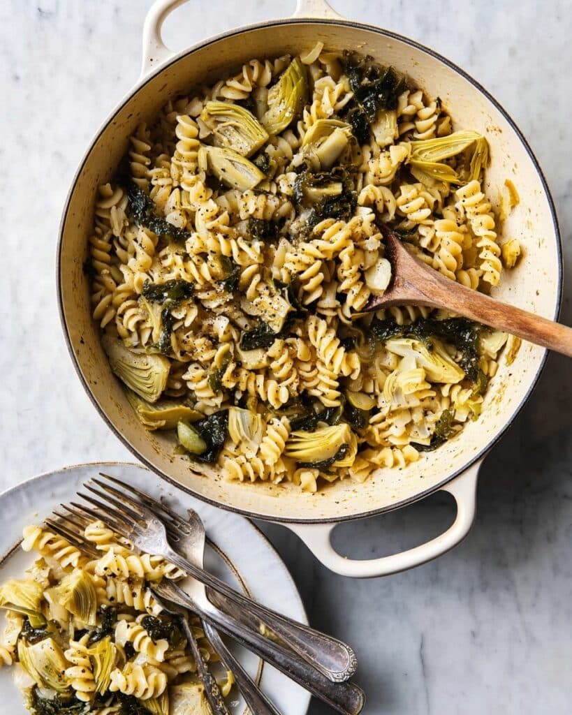 Creamy Artichoke and Charred Scallion Pasta | Flavorful & Easy